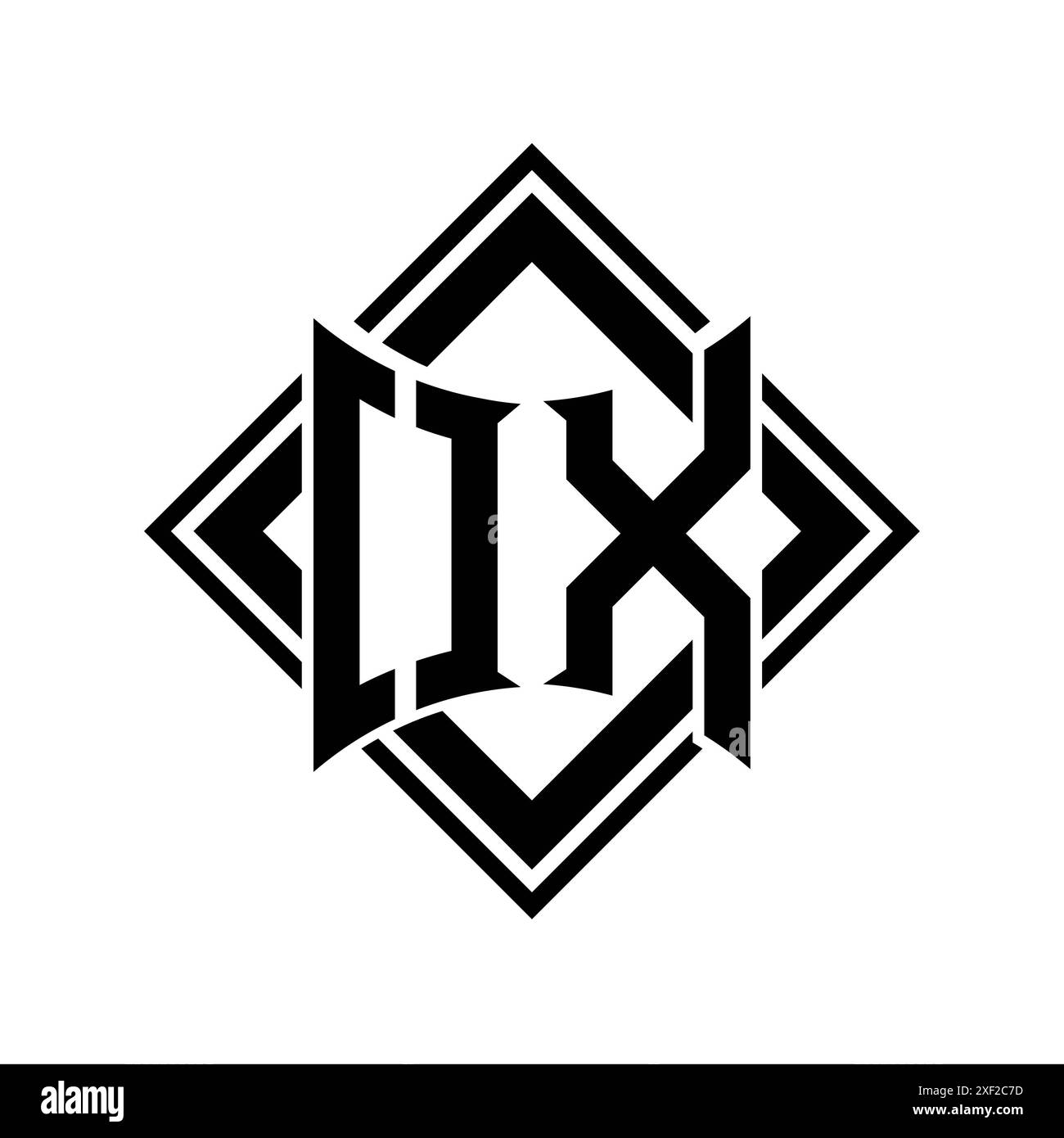 OX Letter logo with abstract shield shape with square black outline on ...