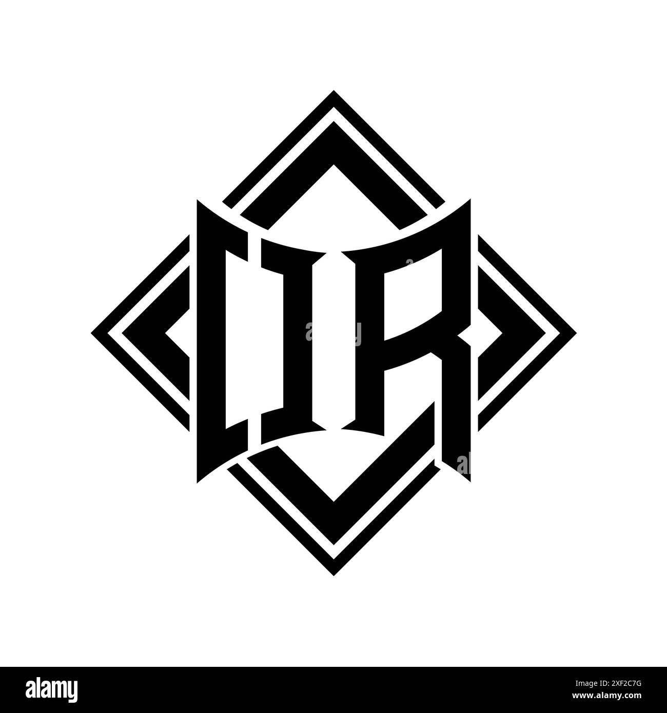 OR Letter logo with abstract shield shape with square black outline on ...