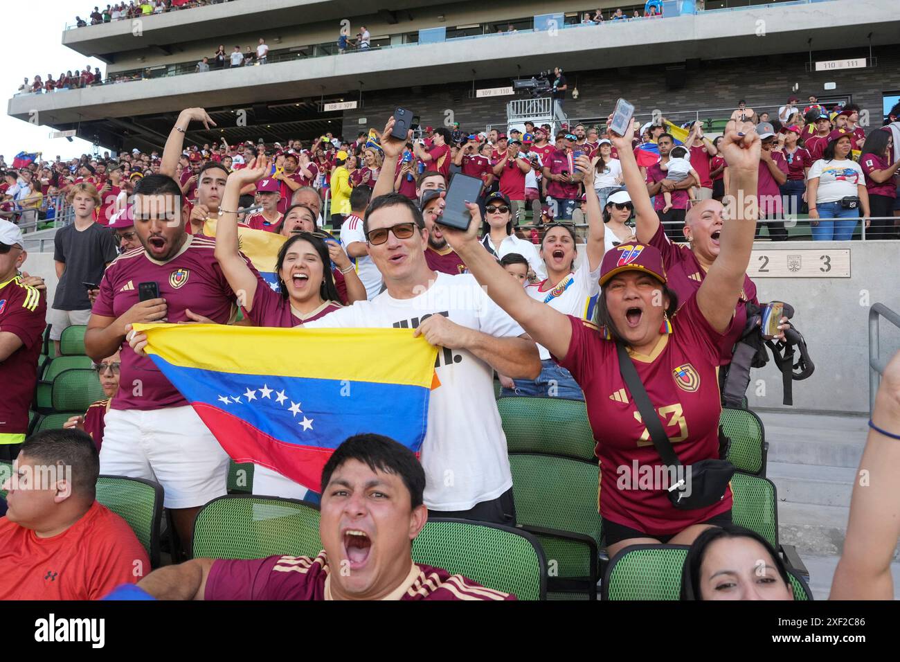 Venezuela soccer fans cheer their team prior to first half action in ...