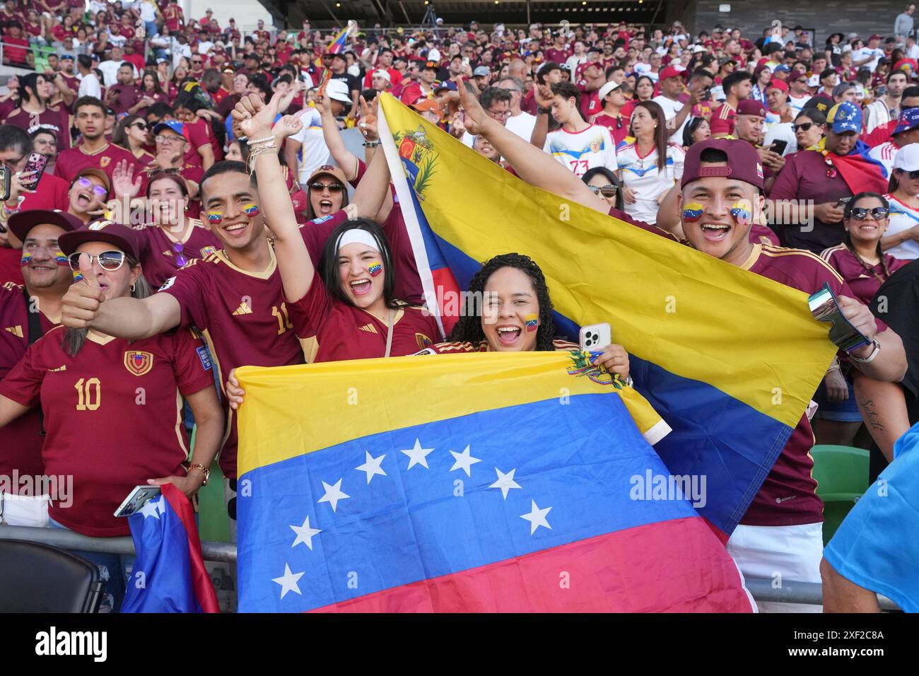 Venezuela soccer fans cheer their team prior to first half action in ...