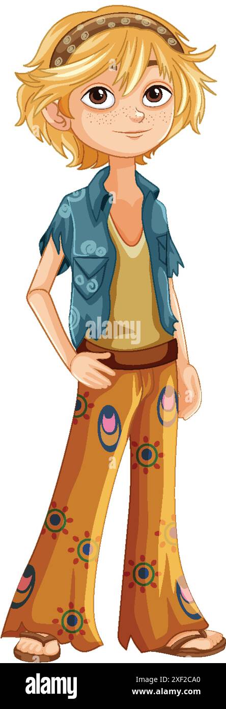 Blonde boy in colorful hippie attire Stock Vector Image & Art - Alamy