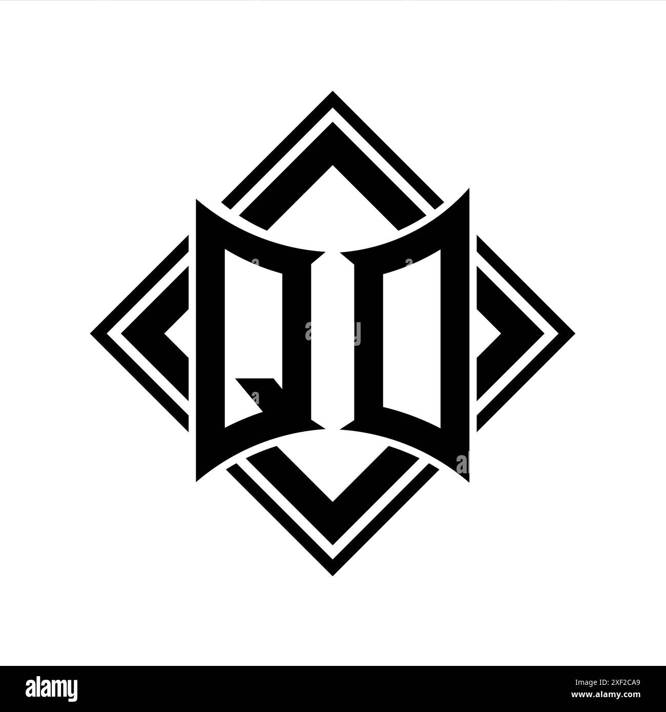 QD Letter logo with abstract shield shape with square black outline on ...