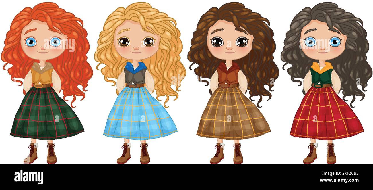 Four girls with different hair colors Stock Vector Image & Art - Alamy