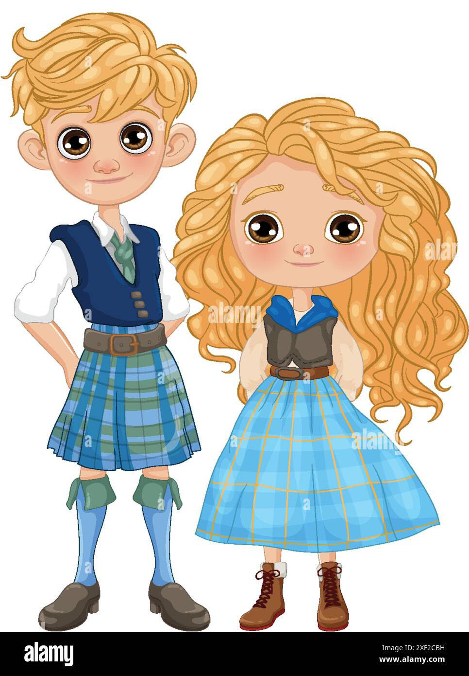 Two kids wearing traditional Scottish clothing Stock Vector Image & Art ...