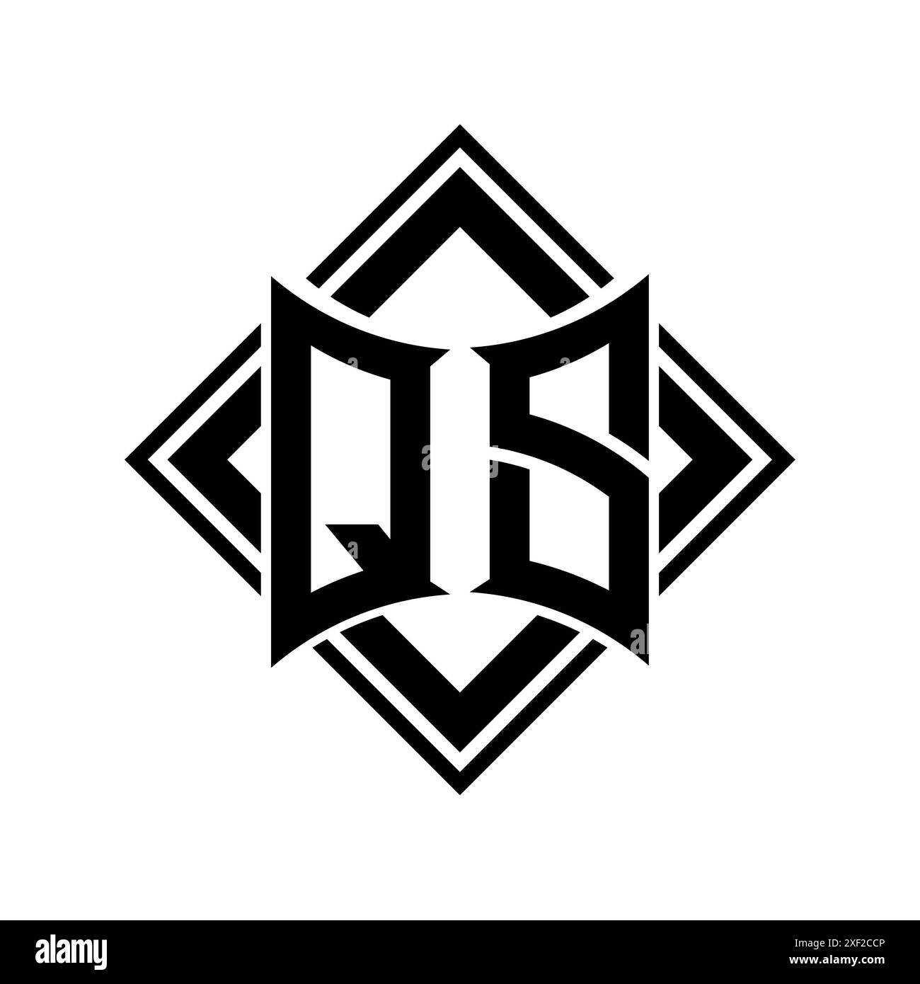 QS Letter logo with abstract shield shape with square black outline on ...