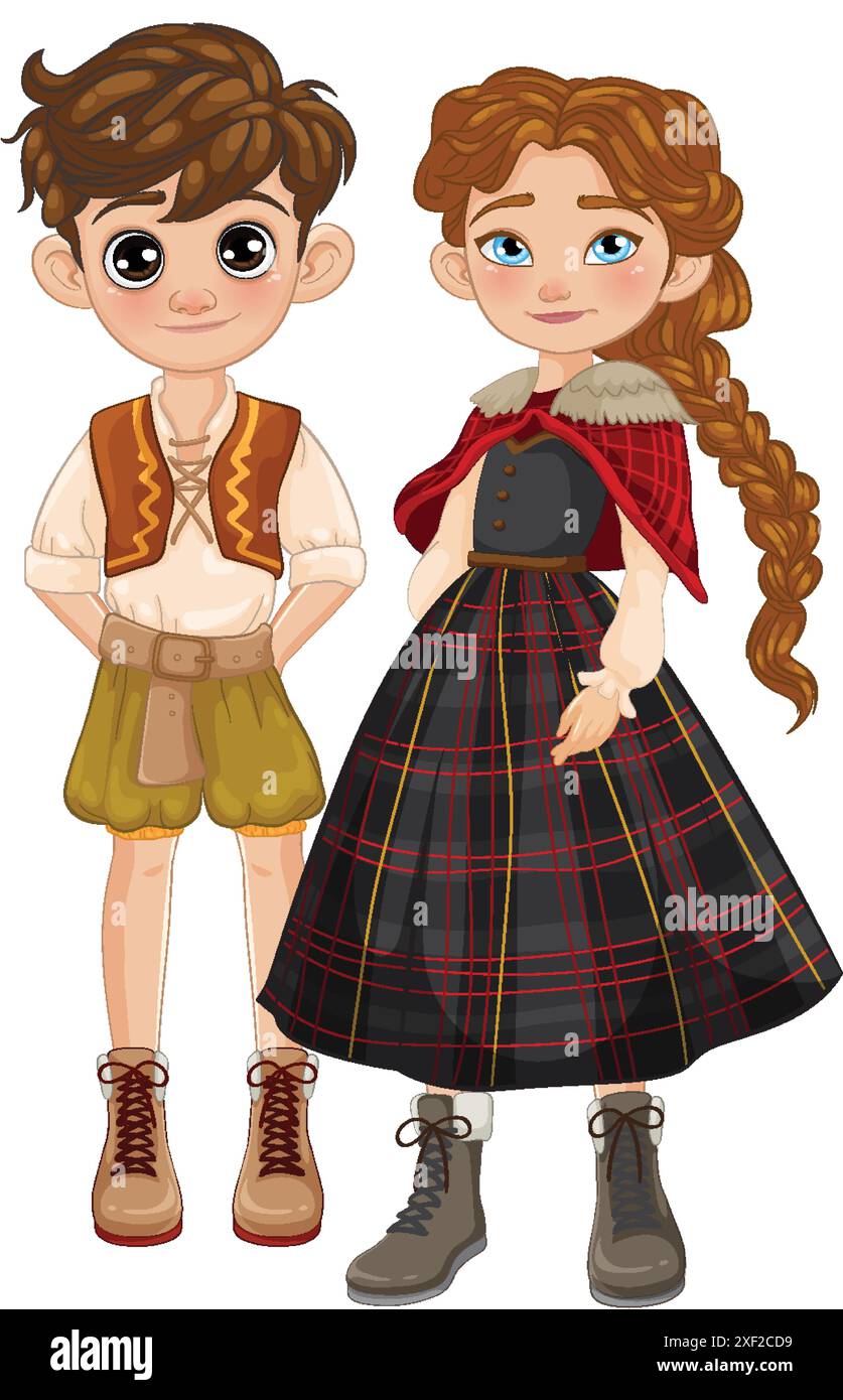 Two children in medieval-style clothing Stock Vector Image & Art - Alamy