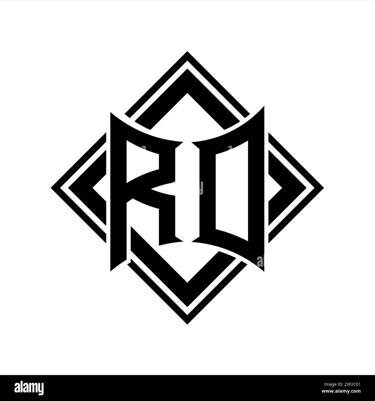 RD Letter logo with abstract shield shape with square black outline on ...