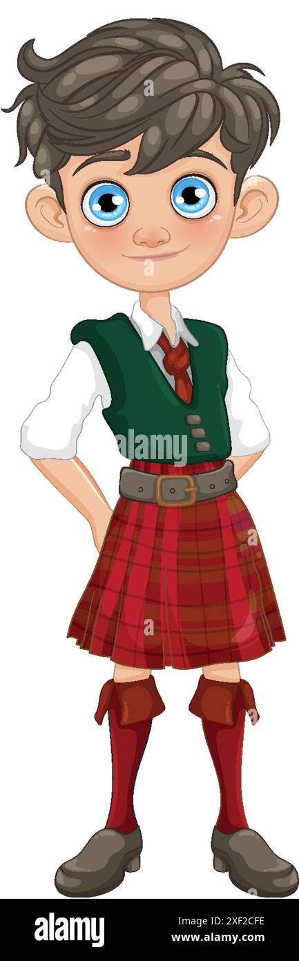Illustration of a boy in traditional Scottish clothing Stock Vector ...
