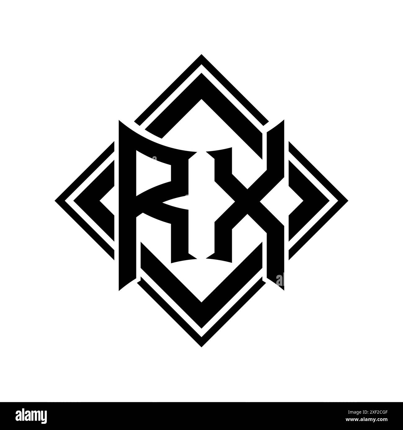 RX Letter logo with abstract shield shape with square black outline on ...