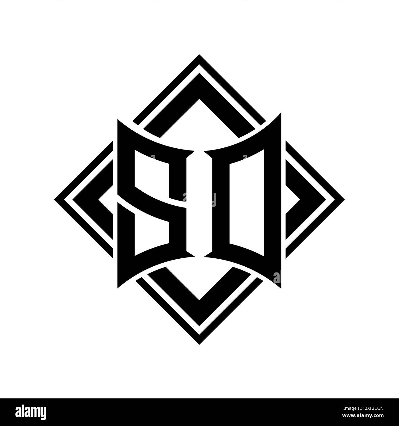 SD Letter logo with abstract shield shape with square black outline on ...