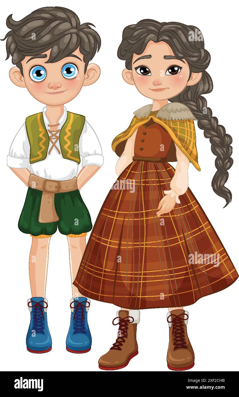Two characters in traditional folk attire Stock Vector Image & Art - Alamy
