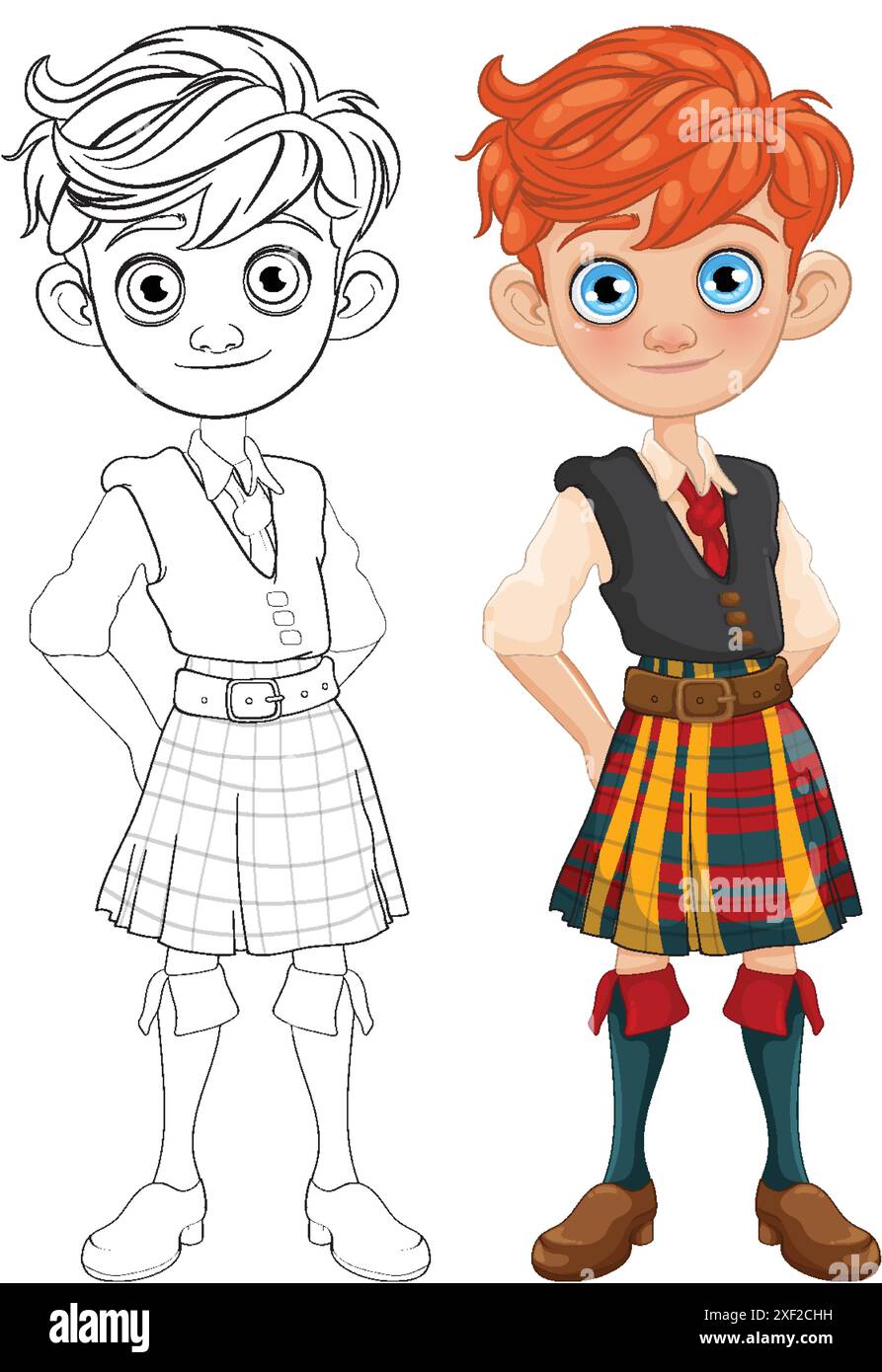 A happy boy wearing traditional Scottish clothing Stock Vector Image ...
