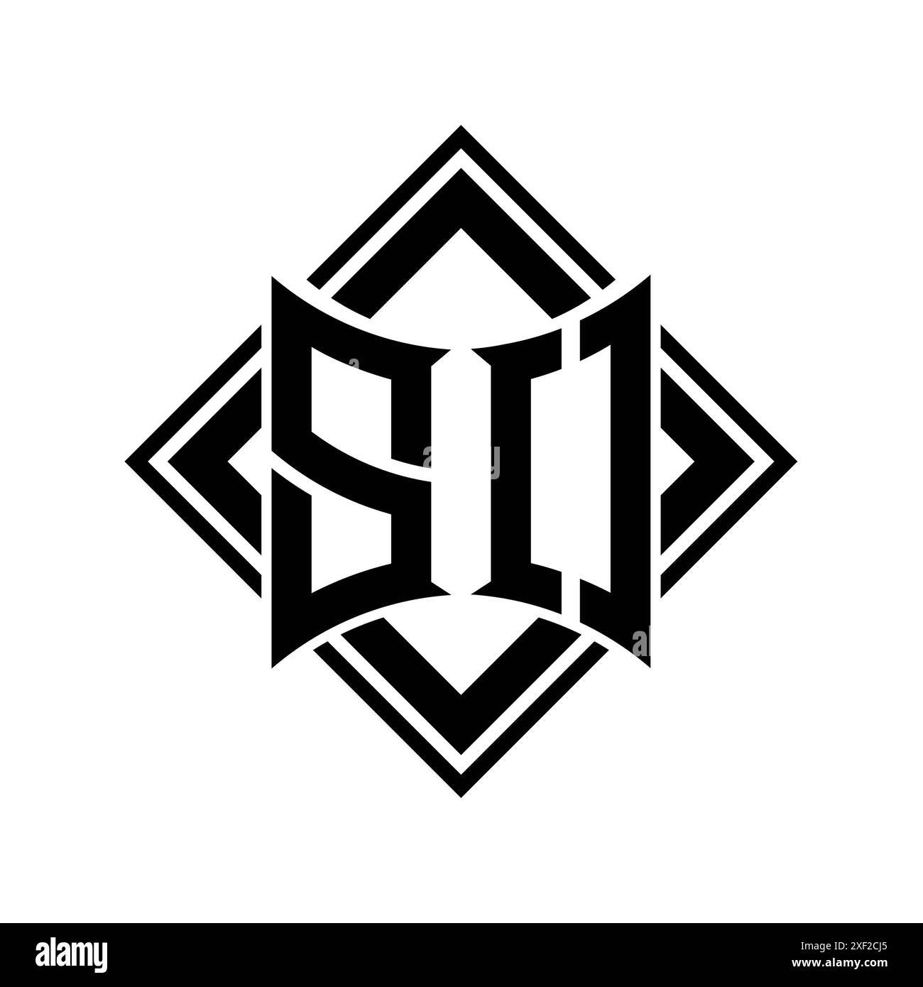 SO Letter logo with abstract shield shape with square black outline on ...