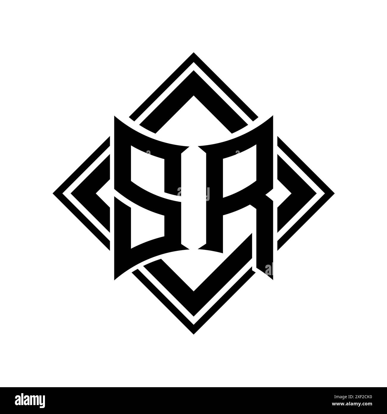 SR Letter logo with abstract shield shape with square black outline on ...