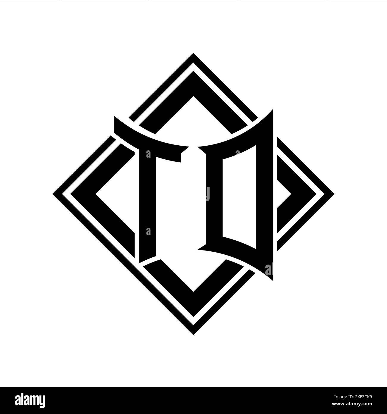 TD Letter logo with abstract shield shape with square black outline on ...