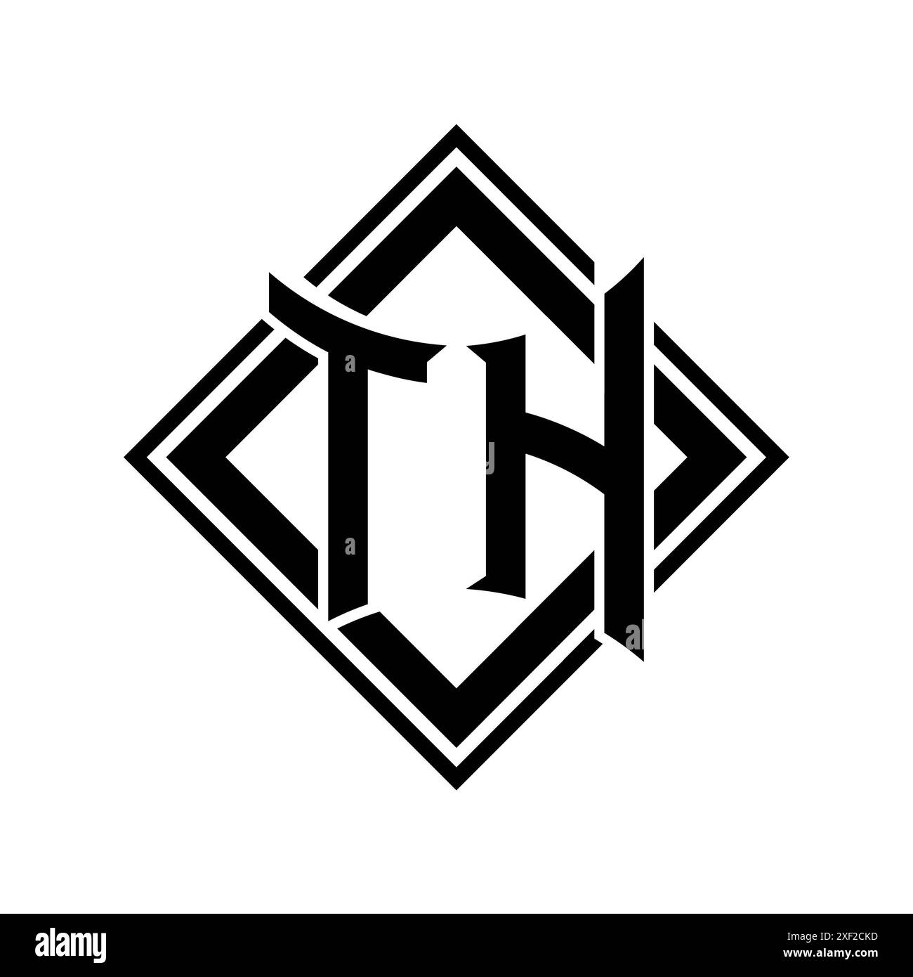 TH Letter logo with abstract shield shape with square black outline on ...