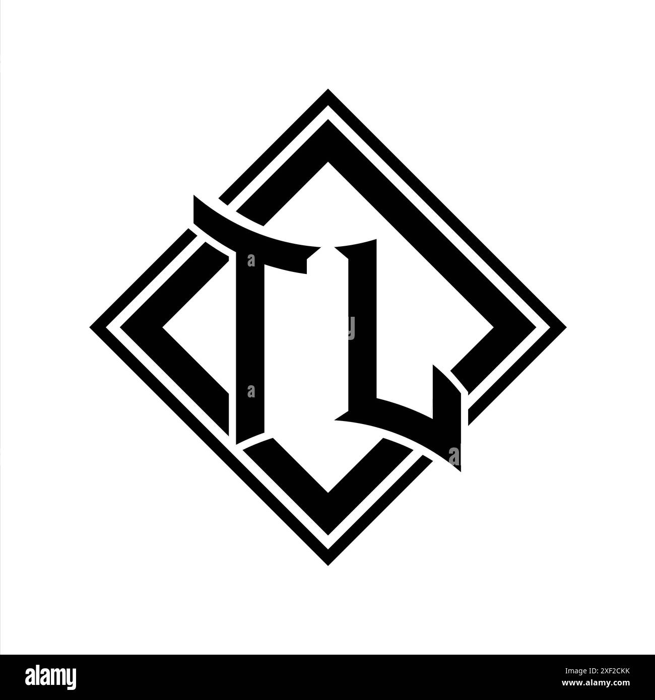 TL Letter logo with abstract shield shape with square black outline on ...