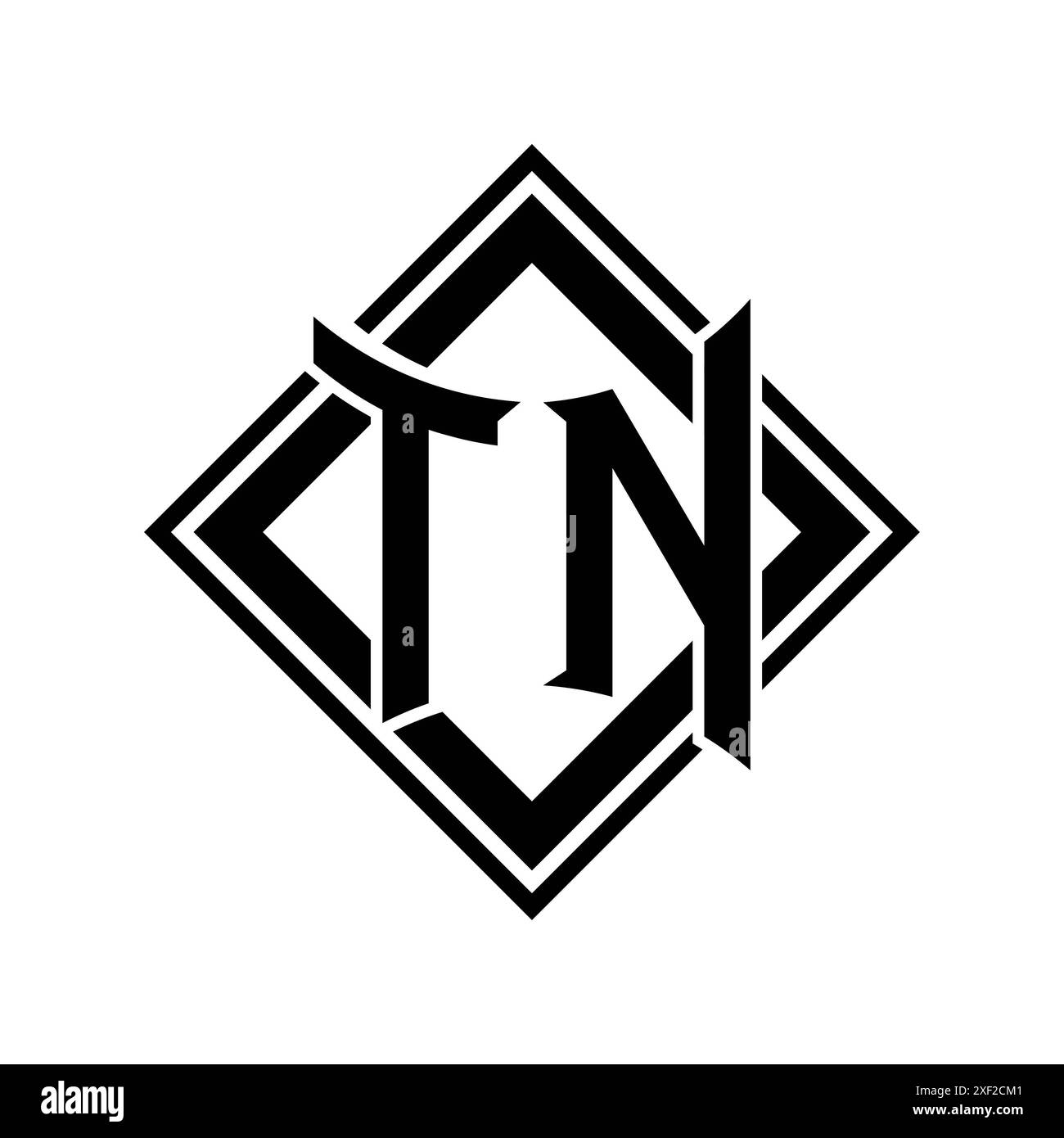 TN Letter logo with abstract shield shape with square black outline on ...