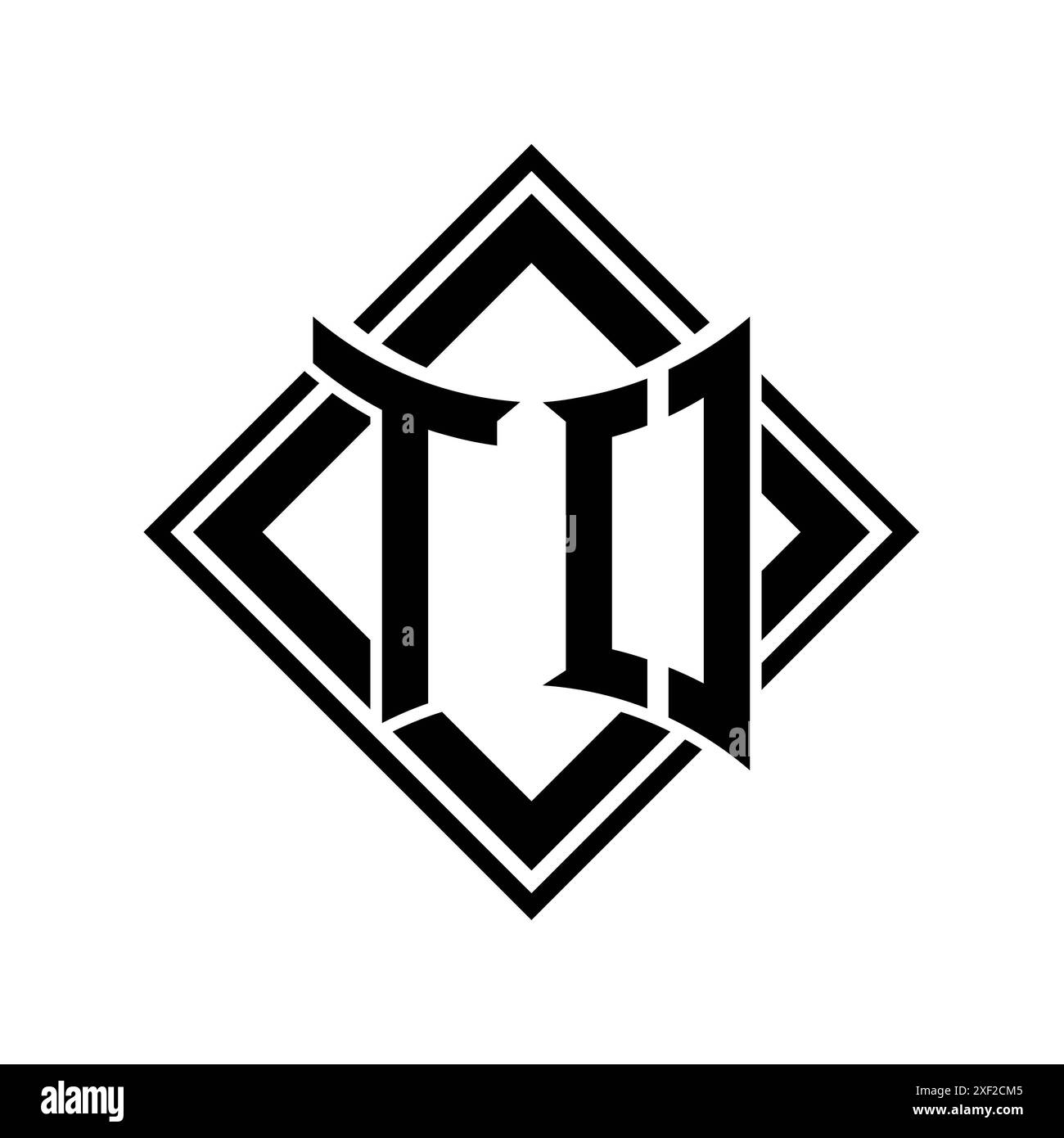 TO Letter logo with abstract shield shape with square black outline on white background template ...