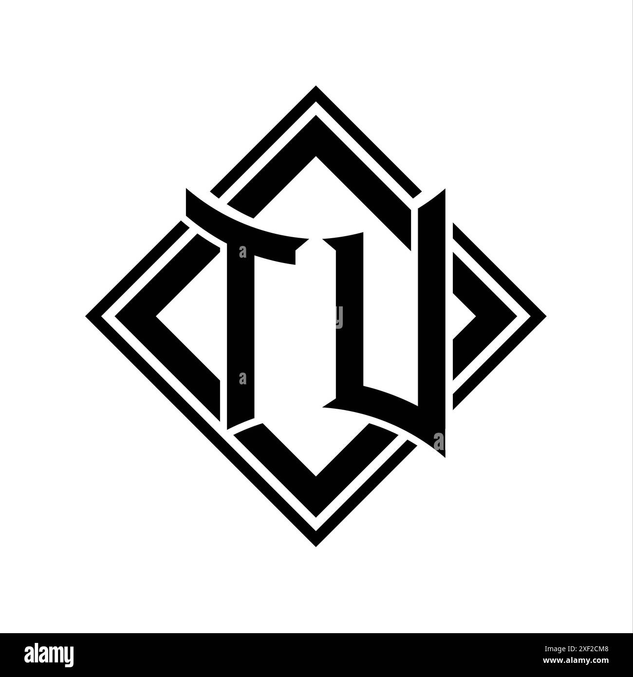 TU Letter logo with abstract shield shape with square black outline on ...