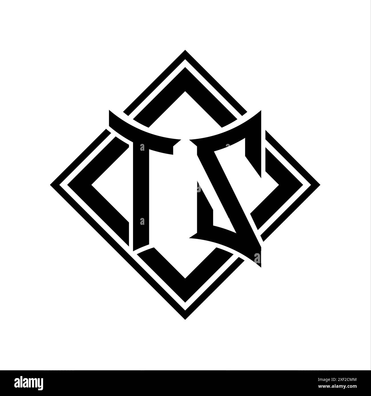 TZ Letter logo with abstract shield shape with square black outline on ...