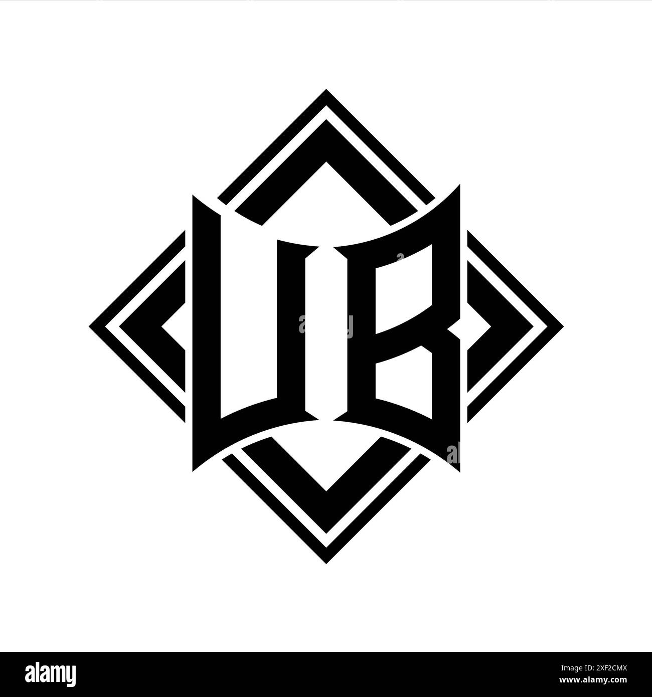 UB Letter logo with abstract shield shape with square black outline on ...