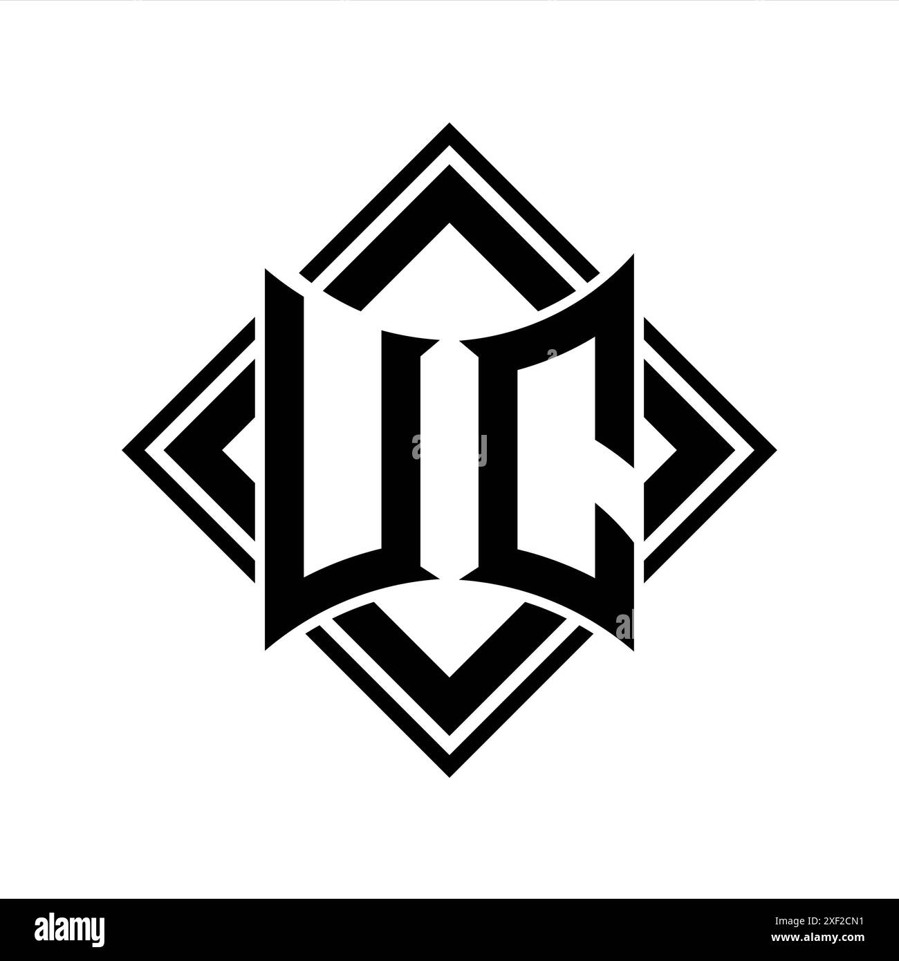 UC Letter logo with abstract shield shape with square black outline on ...