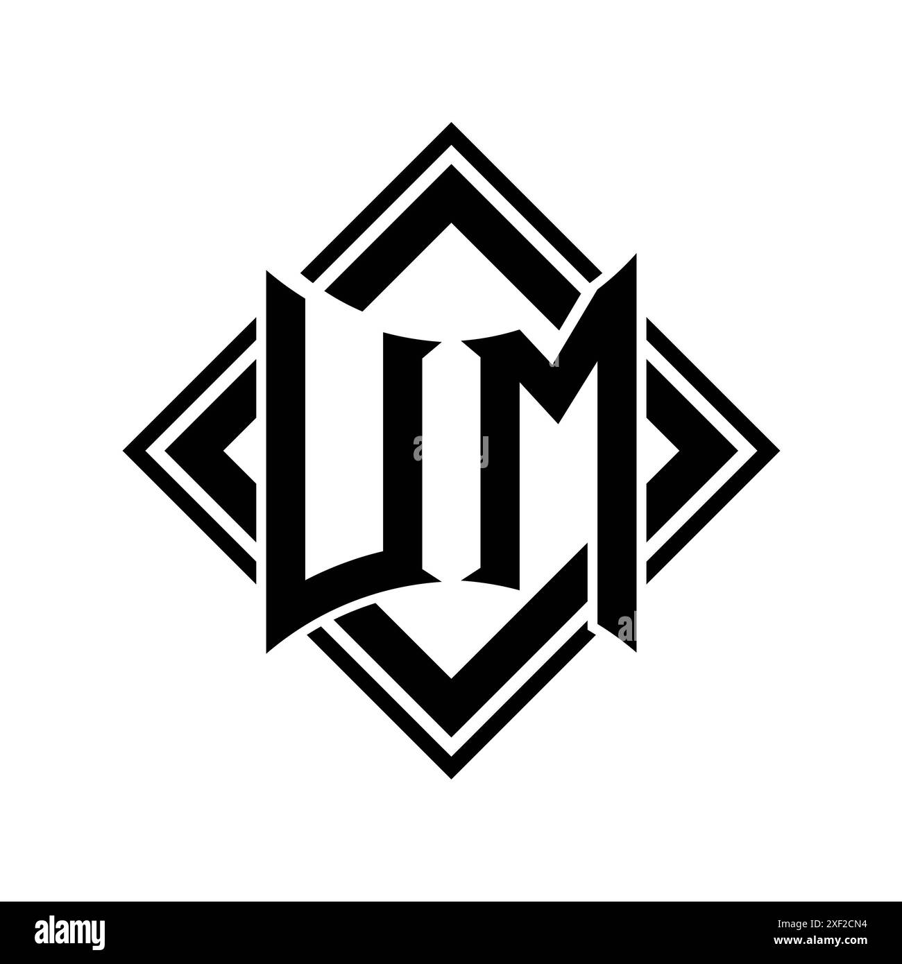 UM Letter logo with abstract shield shape with square black outline on ...