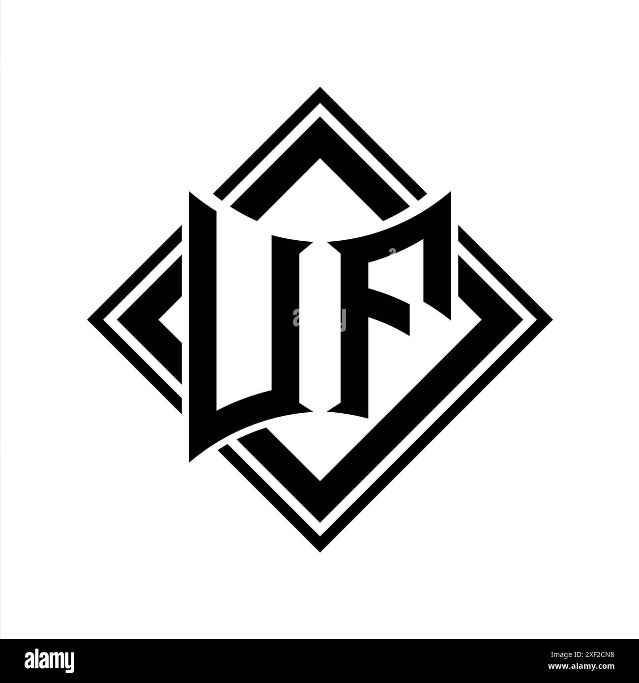 UF Letter logo with abstract shield shape with square black outline on ...