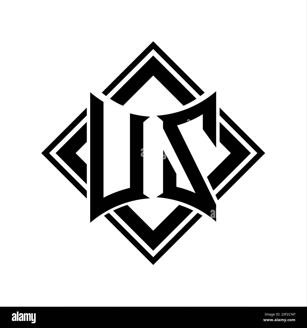 UZ Letter logo with abstract shield shape with square black outline on ...