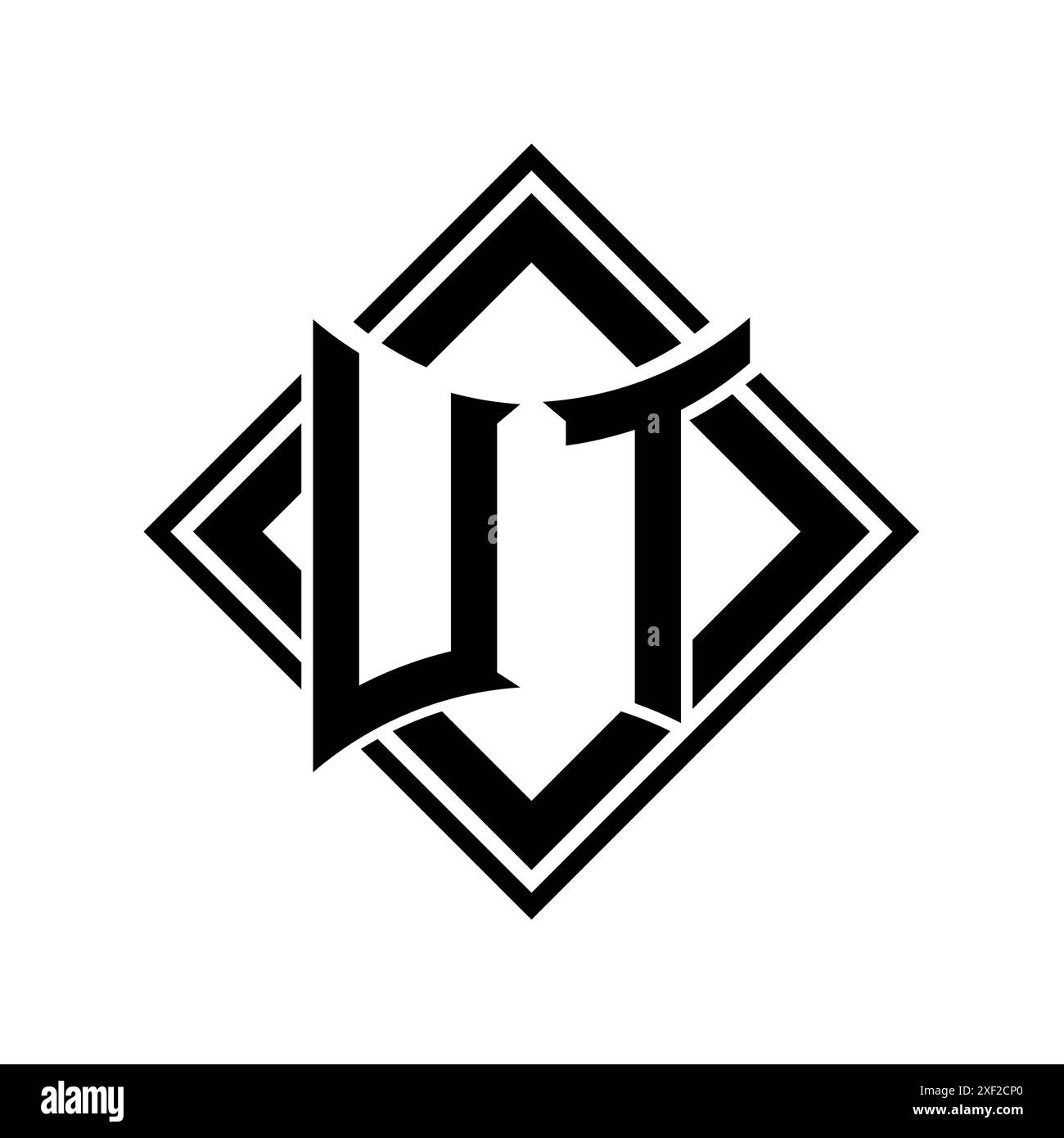 UT Letter logo with abstract shield shape with square black outline on ...