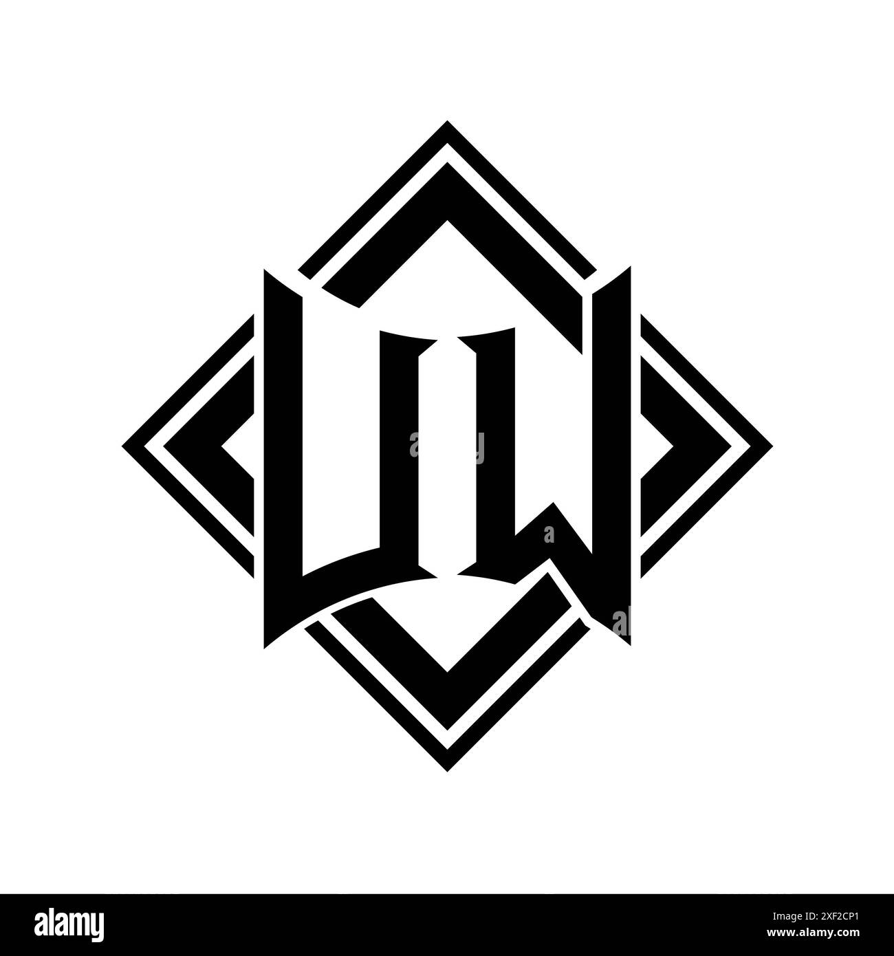 UW Letter logo with abstract shield shape with square black outline on ...
