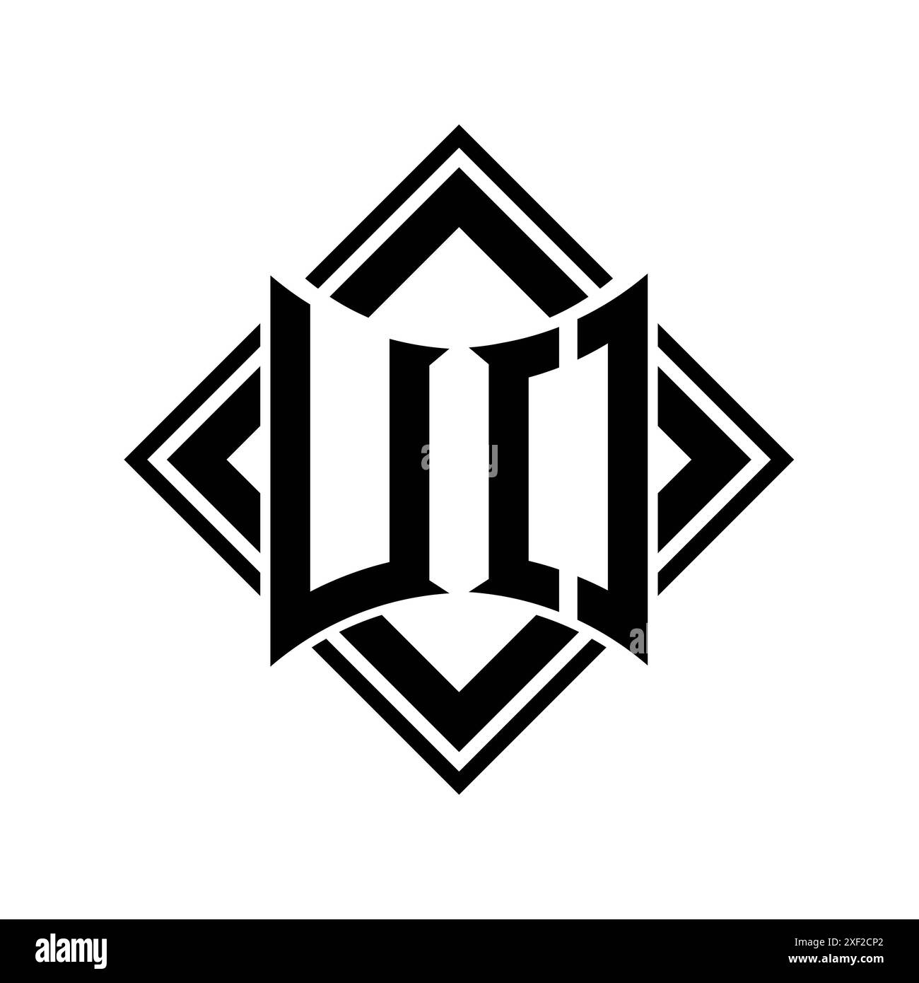 UO Letter logo with abstract shield shape with square black outline on ...