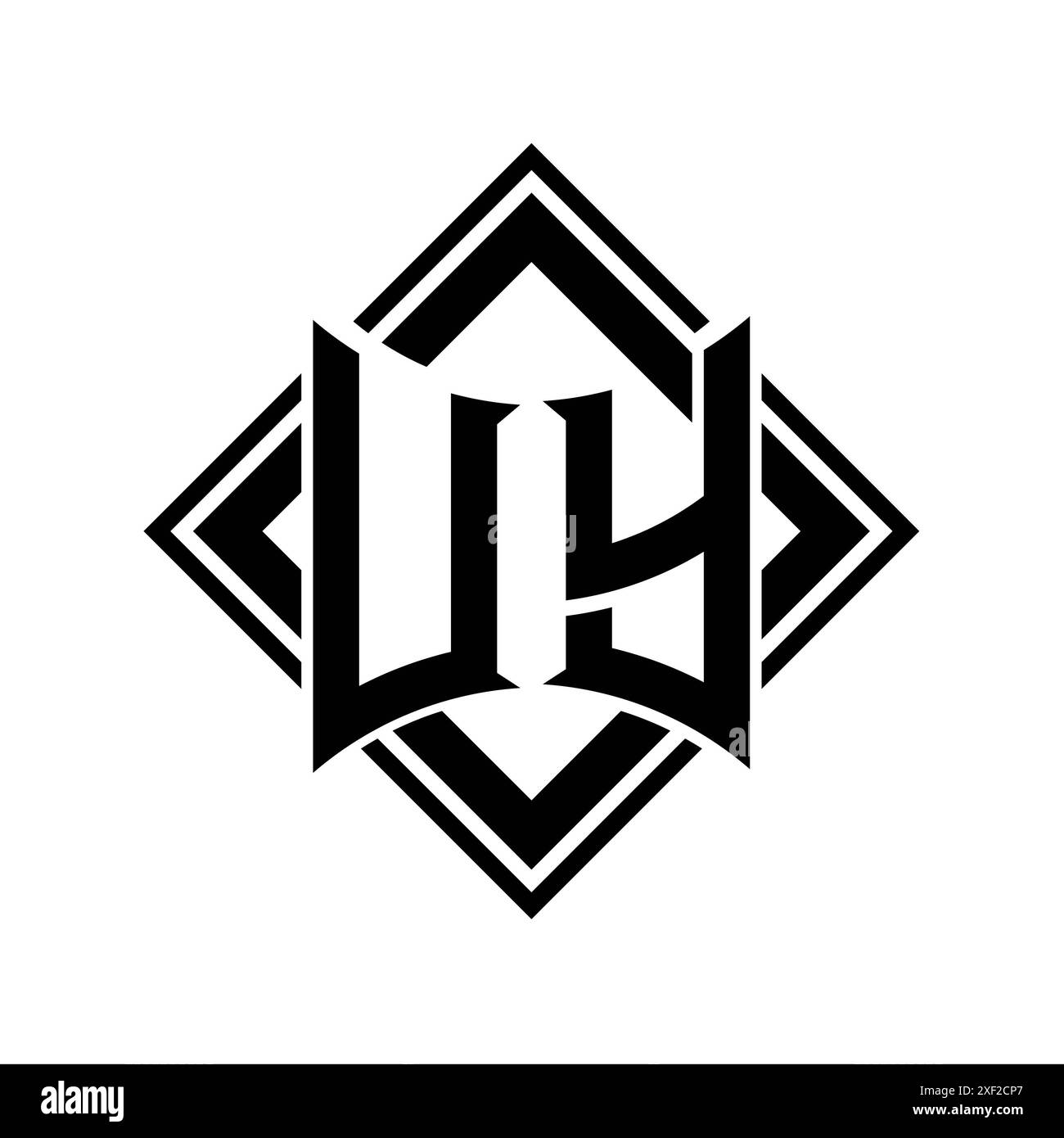 UY Letter logo with abstract shield shape with square black outline on ...