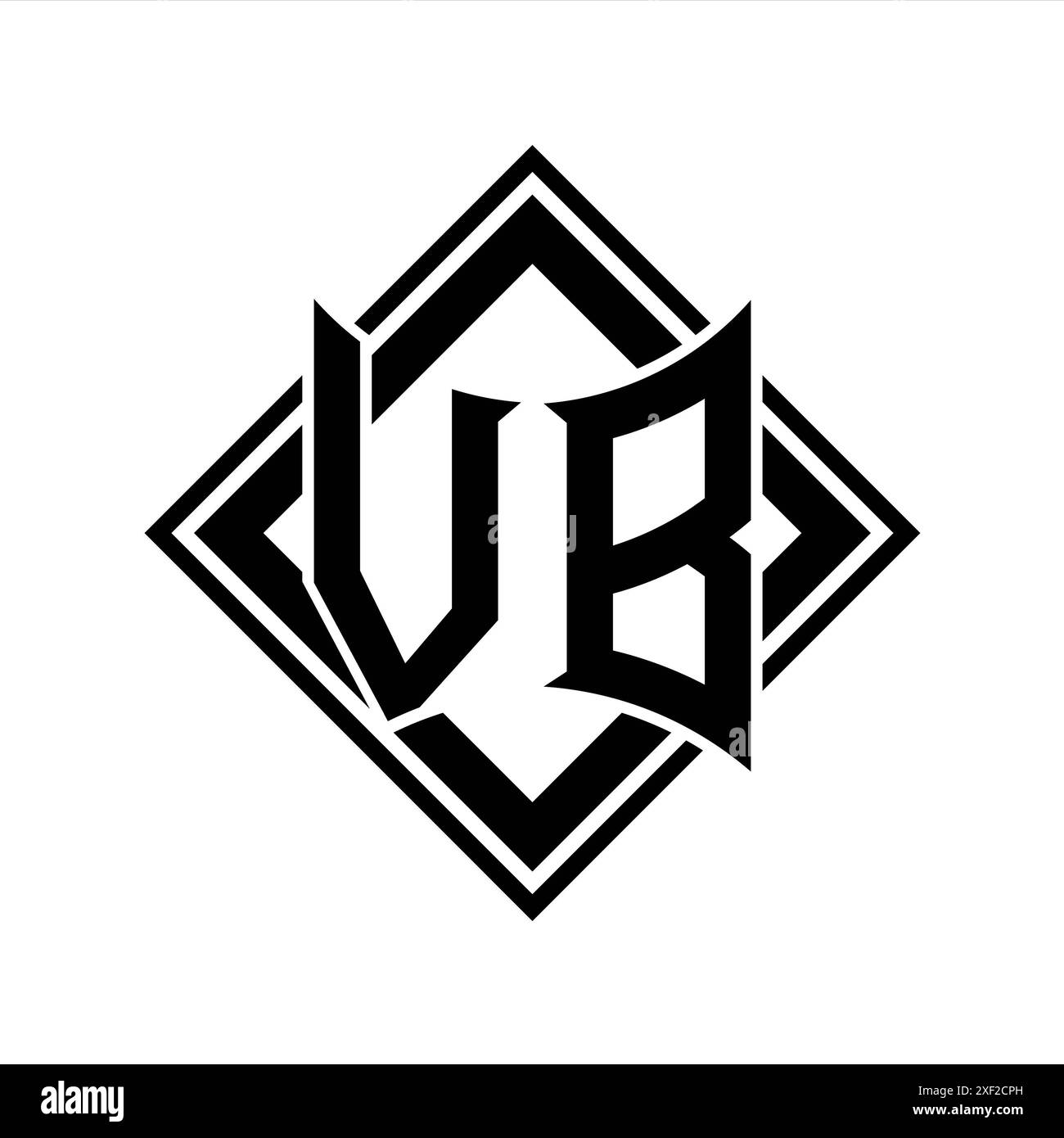 VB Letter logo with abstract shield shape with square black outline on ...