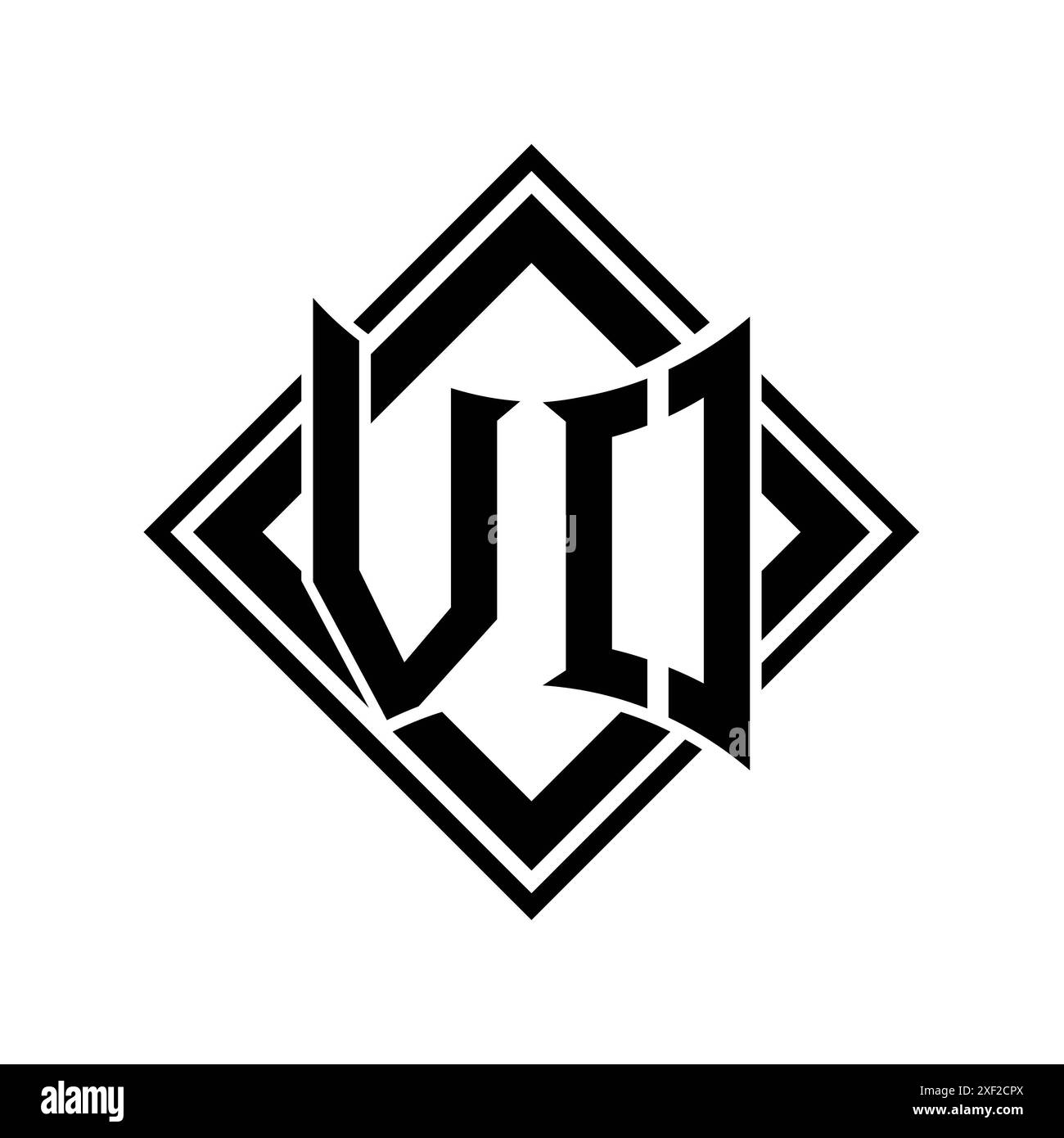 VO Letter logo with abstract shield shape with square black outline on ...