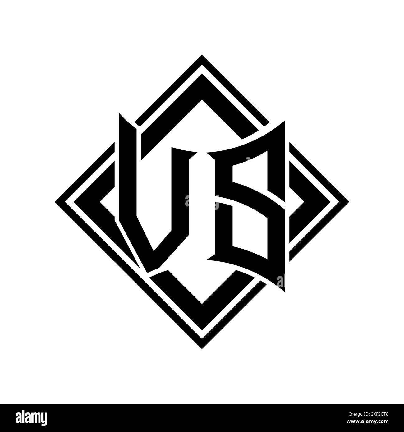 VS Letter logo with abstract shield shape with square black outline on white background template ...