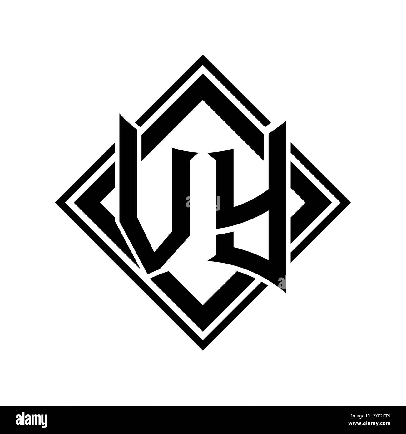 VY Letter logo with abstract shield shape with square black outline on ...
