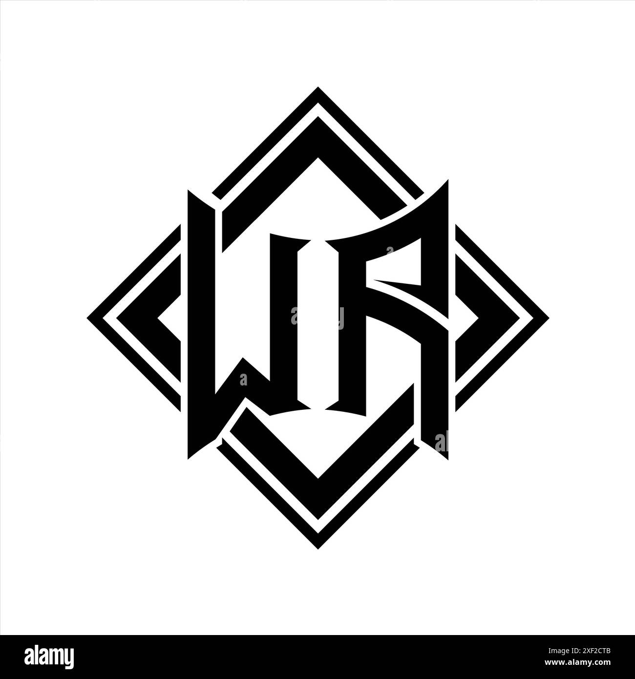 WA Letter logo with abstract shield shape with square black outline on ...