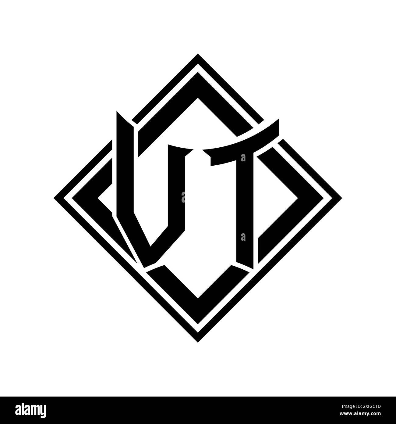 VT Letter logo with abstract shield shape with square black outline on ...