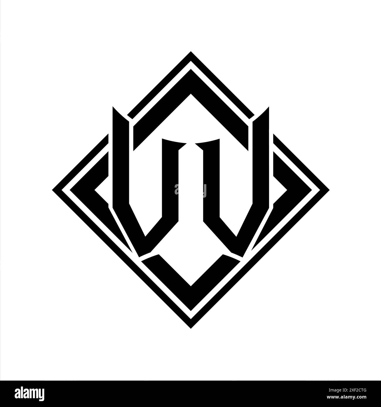 VV Letter logo with abstract shield shape with square black outline on ...