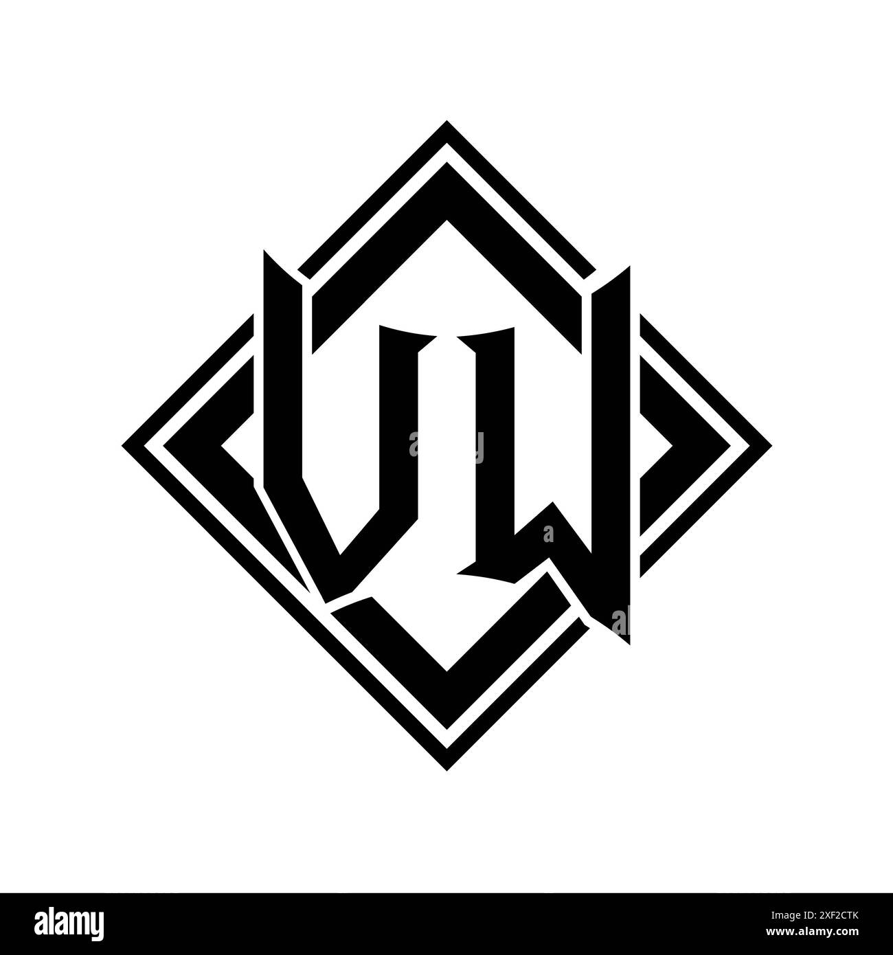 VW Letter logo with abstract shield shape with square black outline on ...