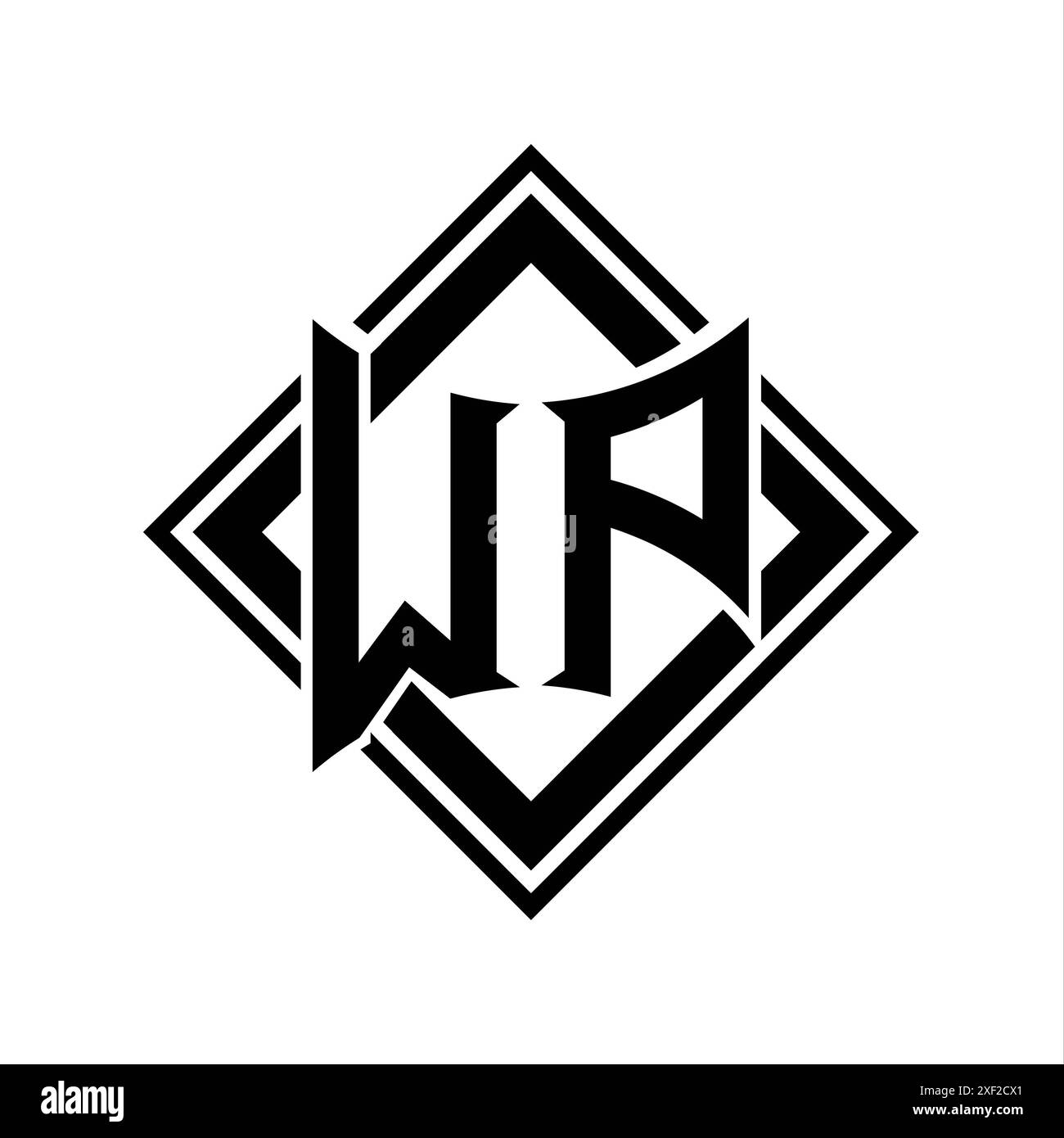 WP Letter logo with abstract shield shape with square black outline on ...
