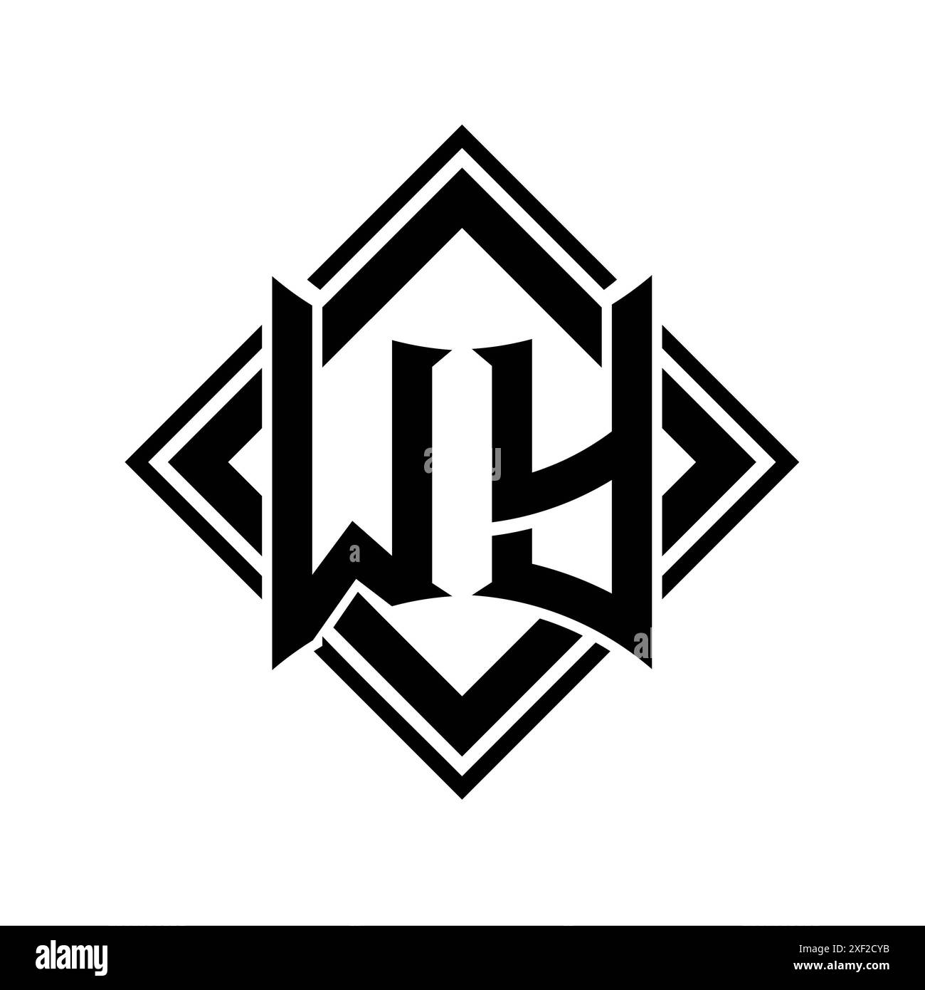 WY Letter logo with abstract shield shape with square black outline on ...