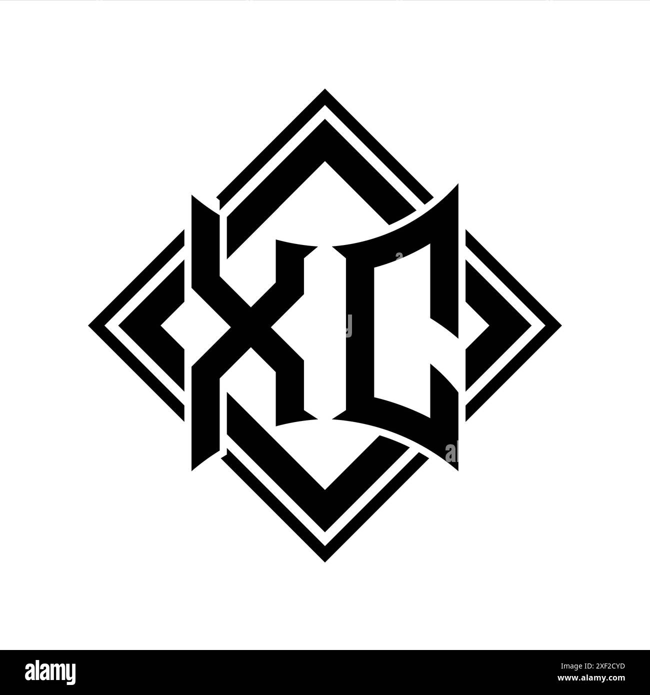 XC Letter logo with abstract shield shape with square black outline on ...
