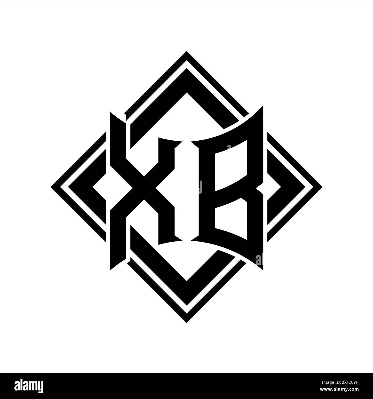 XB Letter logo with abstract shield shape with square black outline on ...