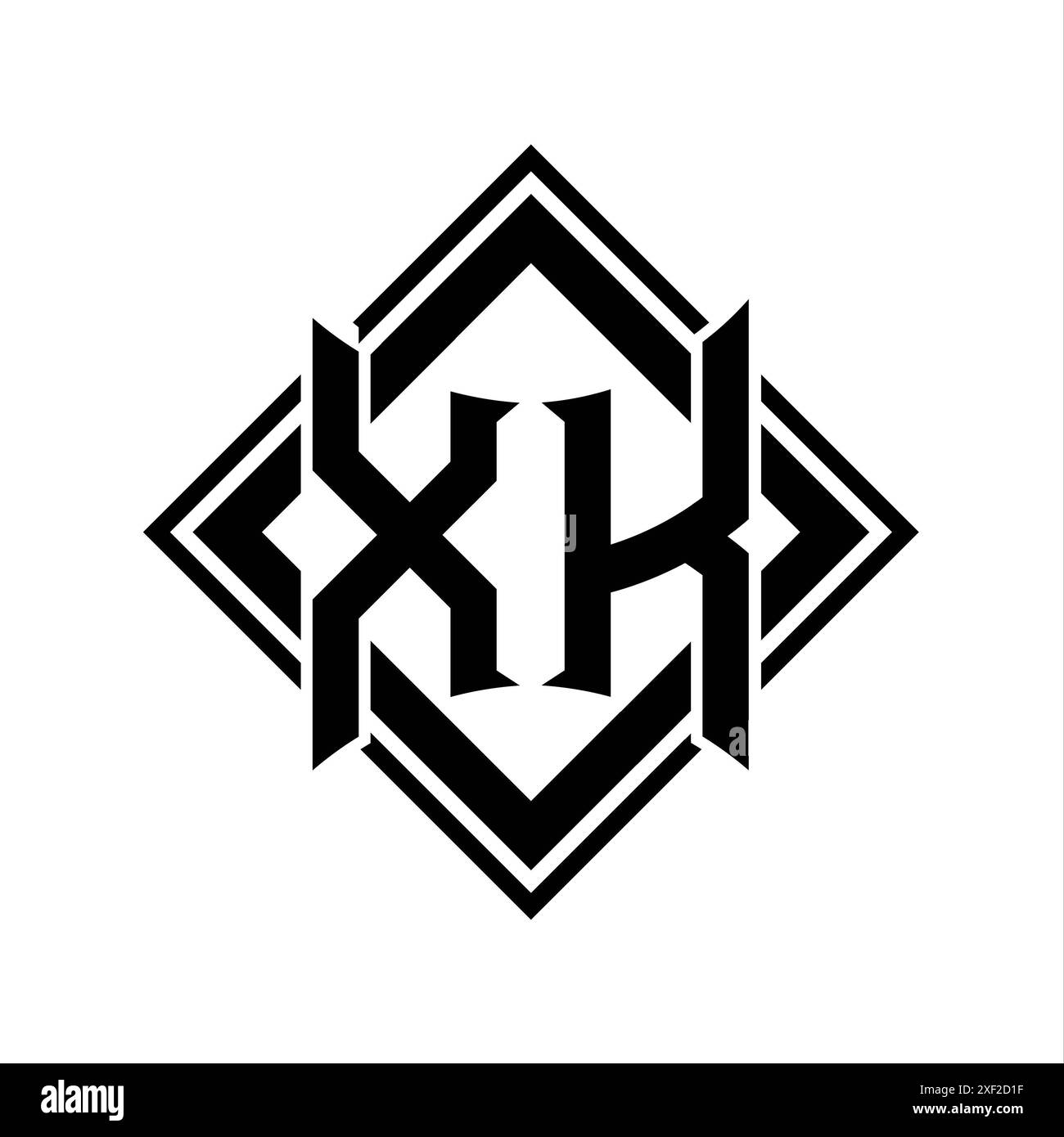 XK Letter logo with abstract shield shape with square black outline on ...
