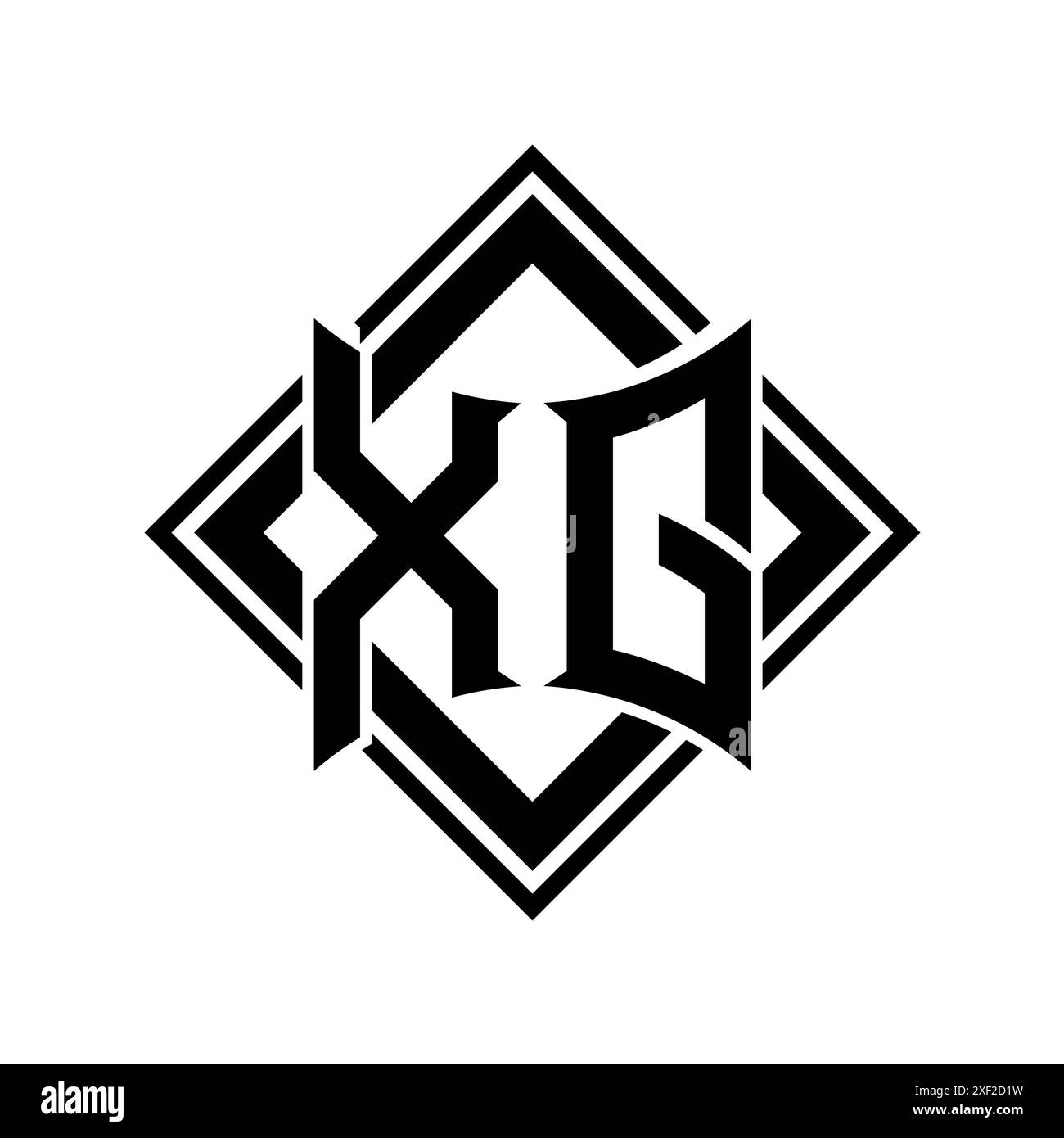 XG Letter logo with abstract shield shape with square black outline on ...