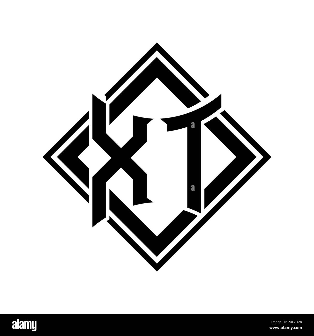 XT Letter logo with abstract shield shape with square black outline on ...