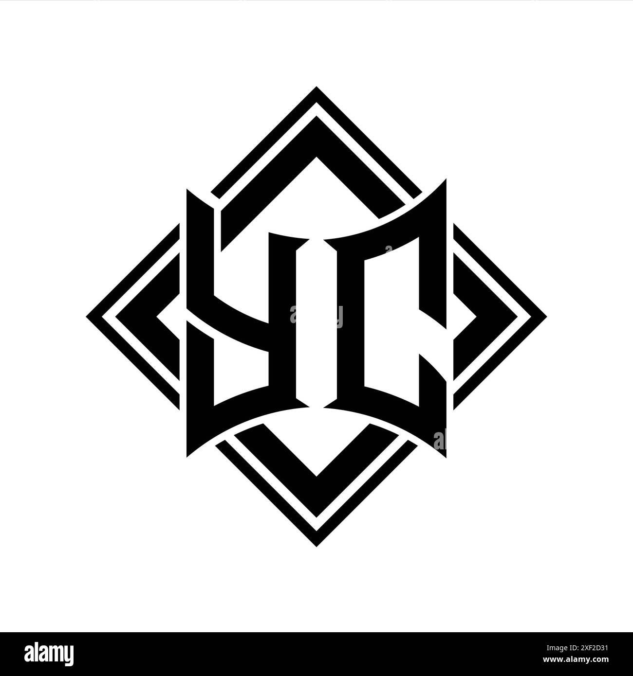 YC Letter logo with abstract shield shape with square black outline on ...